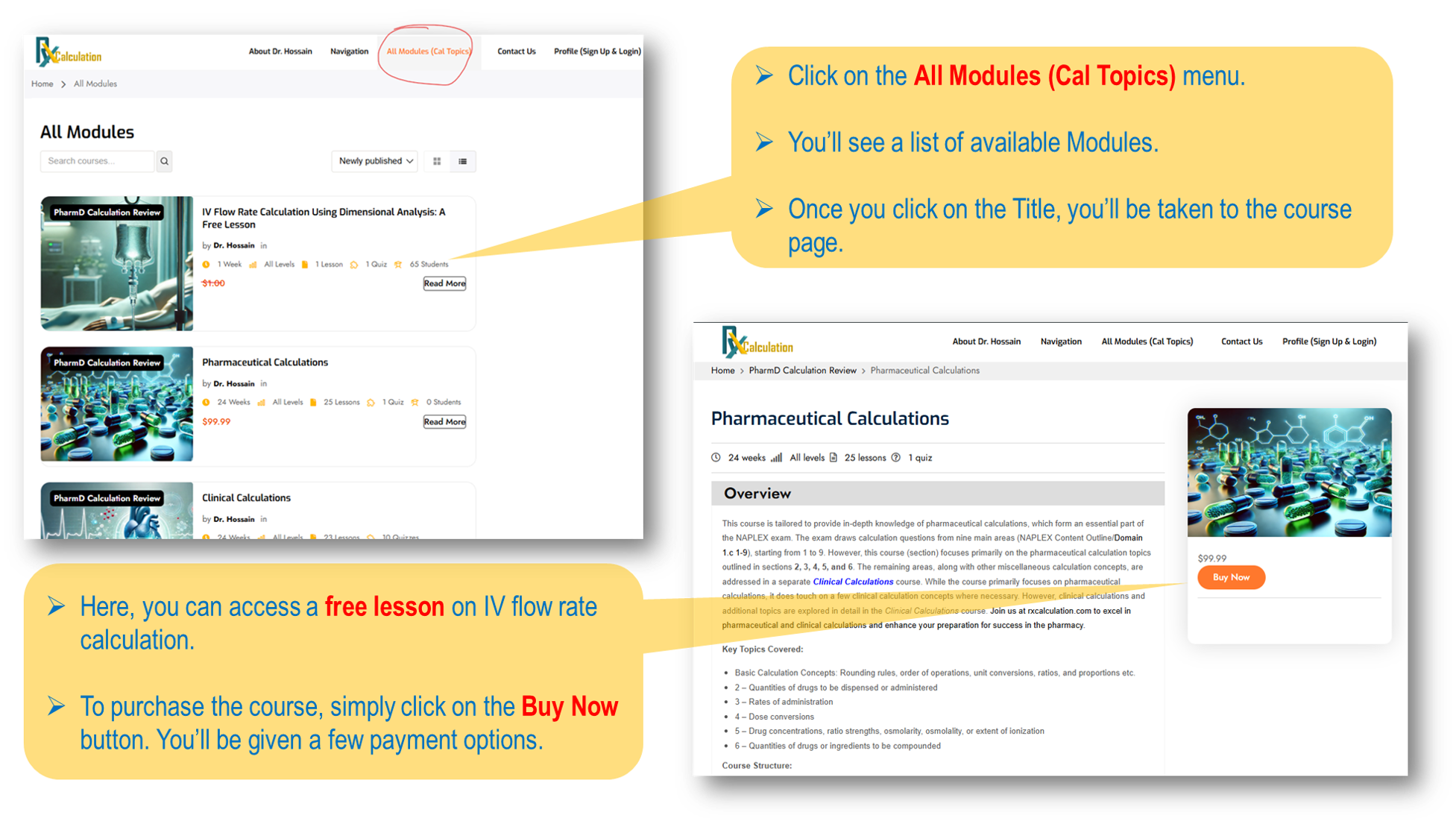 Navigation - Pharmaceutical and Clinical Calculations by Dr. Hossain